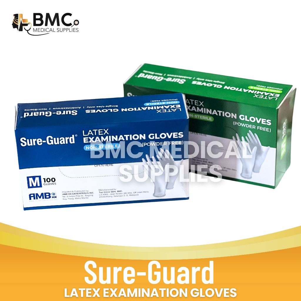 Latex Disposable Examination Gloves S/M/L - Sureguard 100pcs Blue Green ...