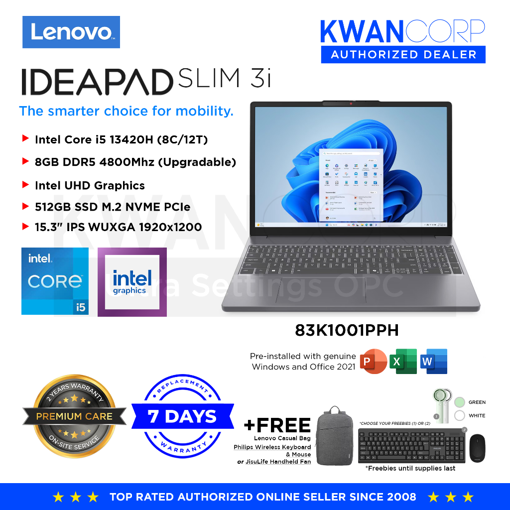 Lenovo IdeaPad Slim 3i Intel i5 13420H 8GB RAM Intel UHD Graphics 512GB ...