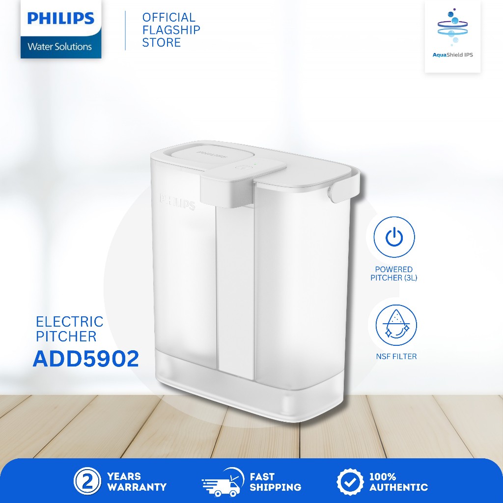 PHILIPS ADD5902WH Electric Water Filter Pitcher, Rechargeable Water ...