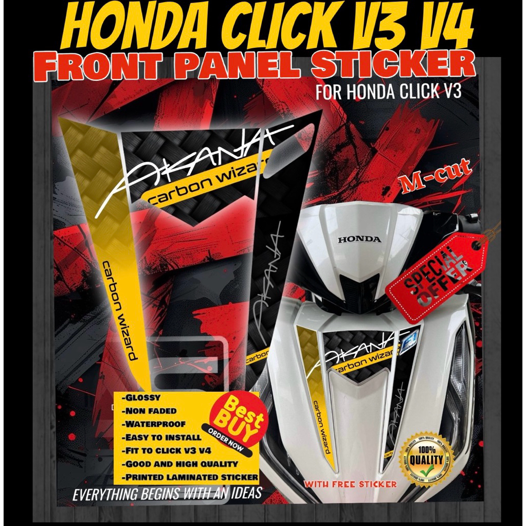 HONDA CLICK V4/V3 M-CUT FRONT COVER PANEL MOTOR STICKER PRINTED ...