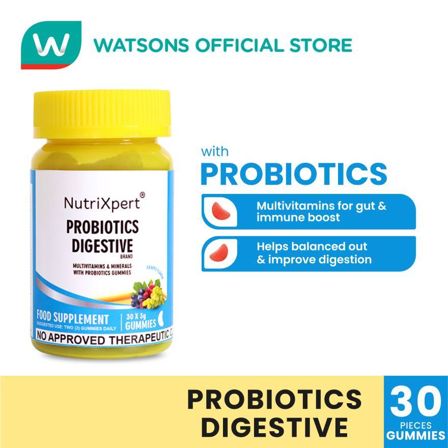 NUTRIXPERT Probiotics Digestive Gummies Multivitamins & Minerals Grapes ...