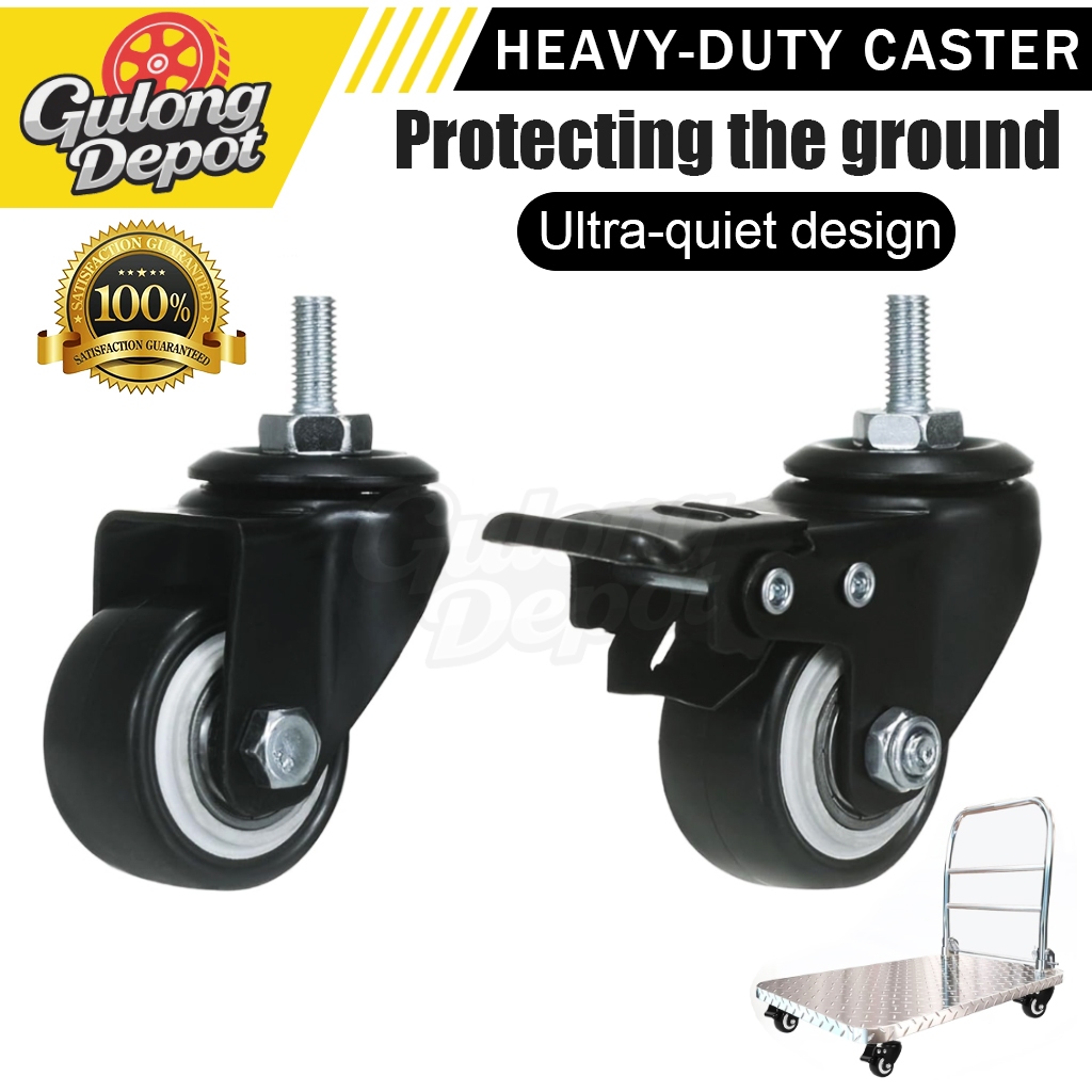 Heavy Duty Universal Caster Wheel Mute Double Shafts Light Flat Bottom ...