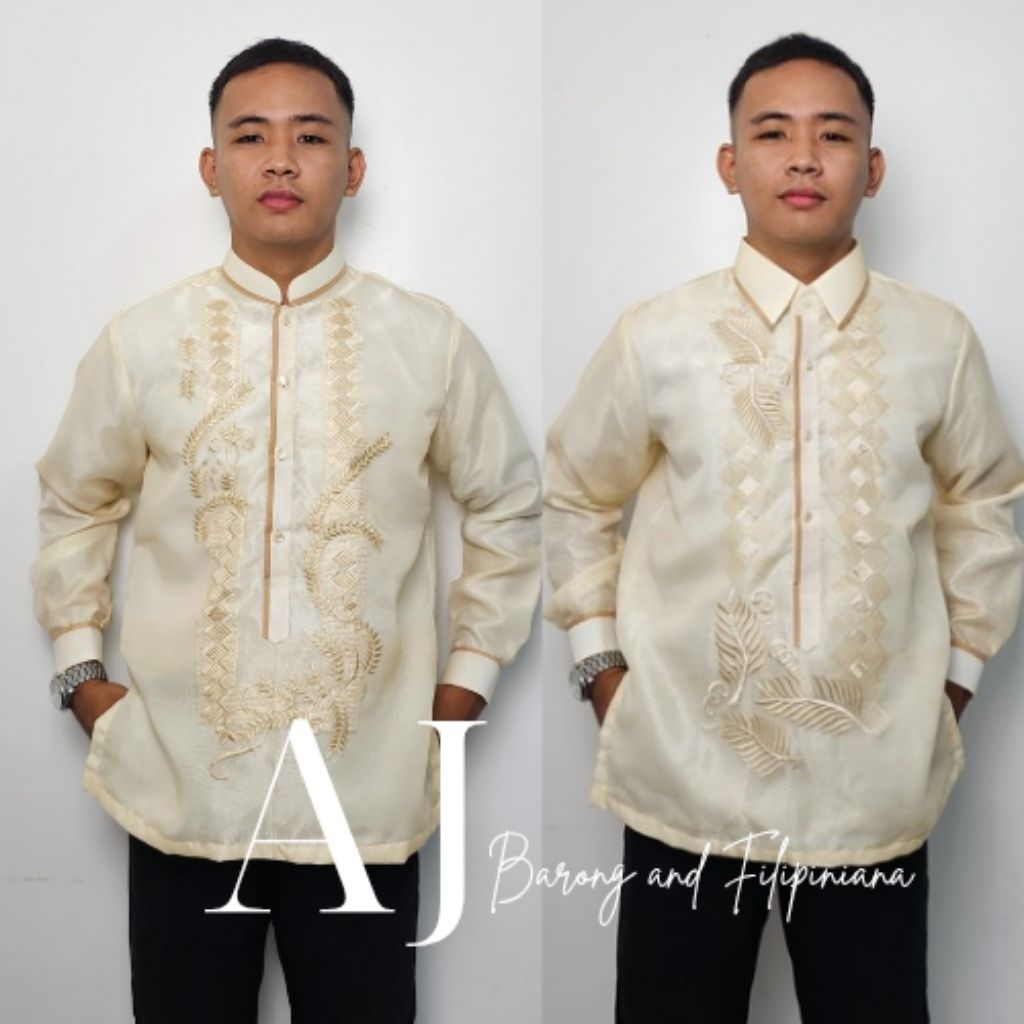 Modern Barong BW 01/06 with linninng/moccha piping groomsmen ...