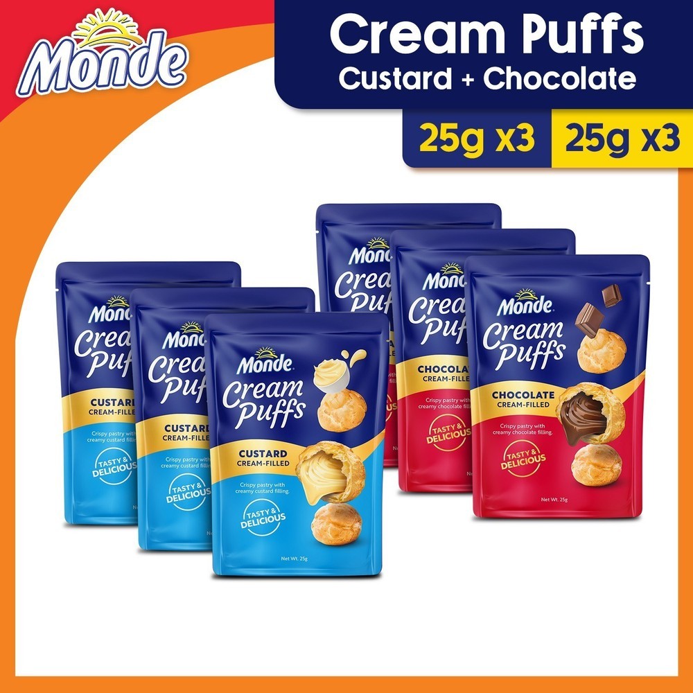Monde Special Cream Puffs Custard 25g x 3 + Monde Special Cream Puffs ...