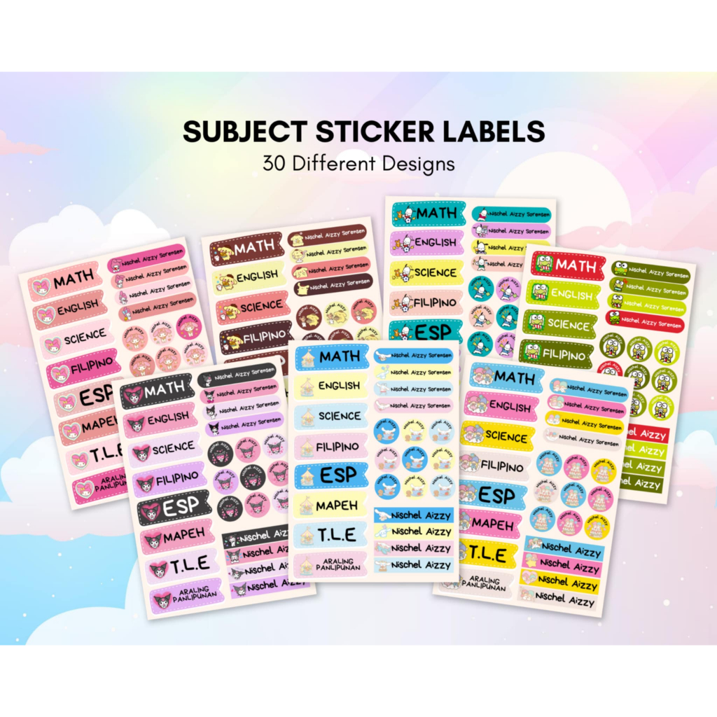Personalized Name & Subject Sticker Label - Waterproof & Scratchproof ...