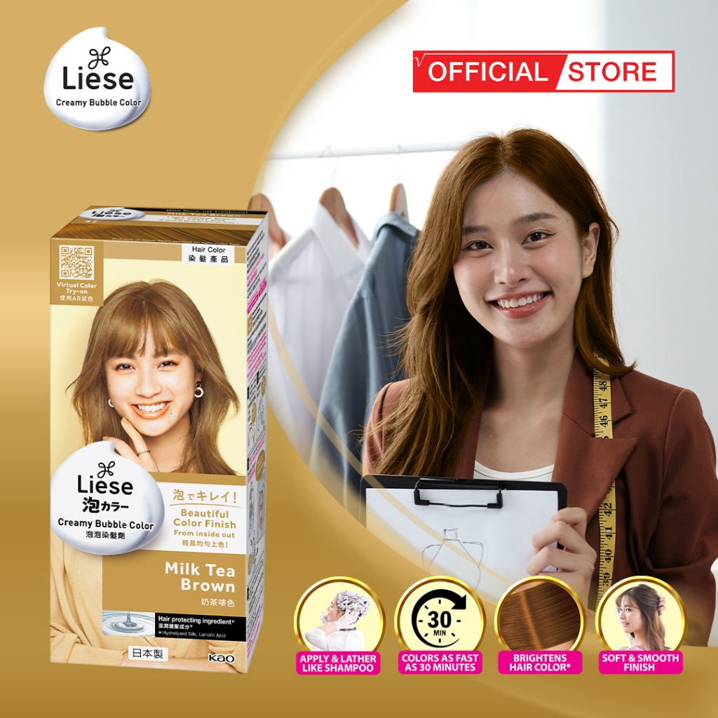 Liese Creamy Bubble Hair Color (Milk Tea Brown) – Mess-Free DIY Hair ...
