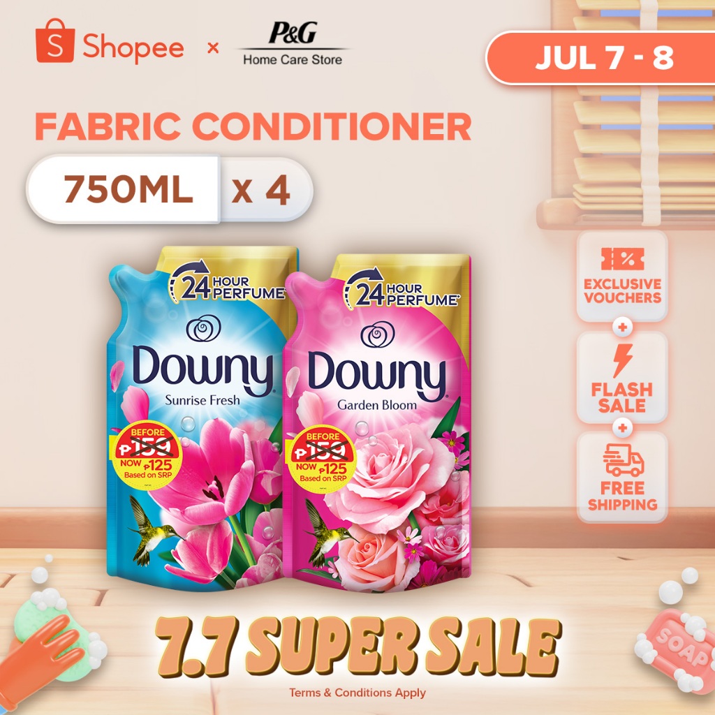 Downy Fabric Conditioner Sunrise Fresh Garden Bloom 750ml Refill x 4 ...