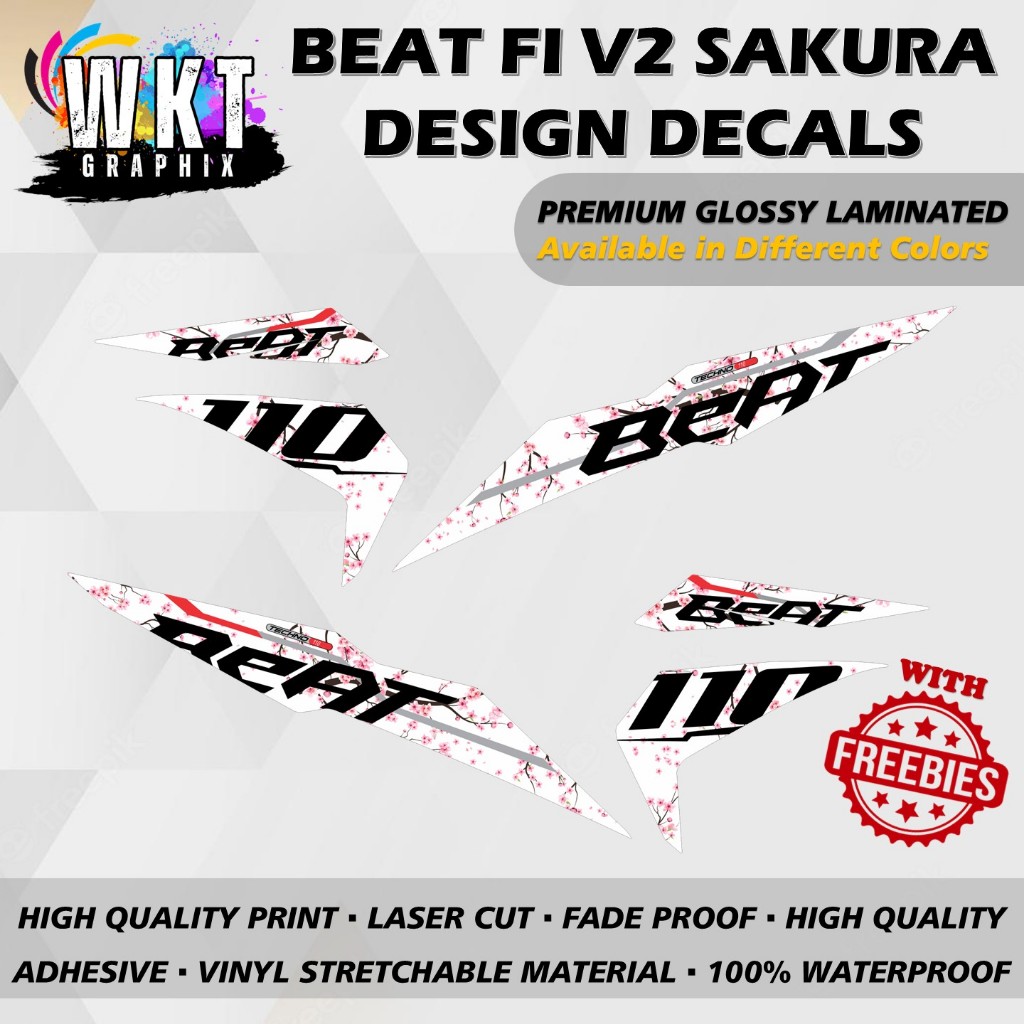 HONDA BEAT FI V2 SAKURA DESIGN DECALS STICKER (WATERPROOF, LAMINATED ...