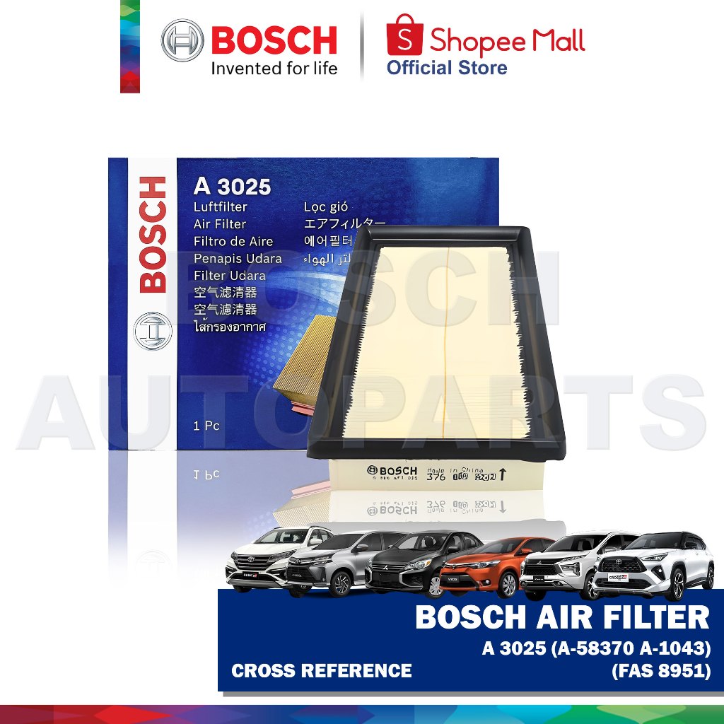 Bosch Air Filter for Avanza, Rush, Vios Superman, Yaris, Mirage and ...