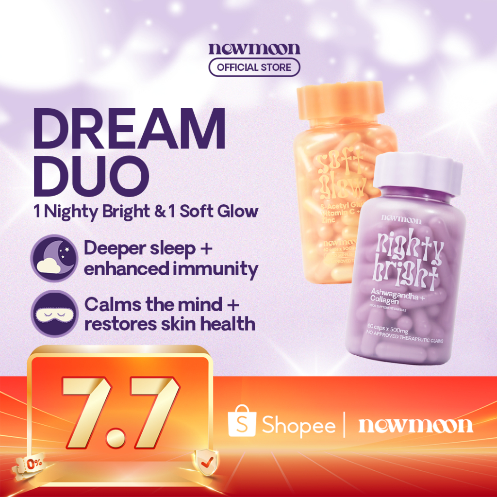 NEW MOON Dream Duo Bundle l 500 mg S-Acetyl Glutathione, Ashwagandha with Hydrolized Marine ...