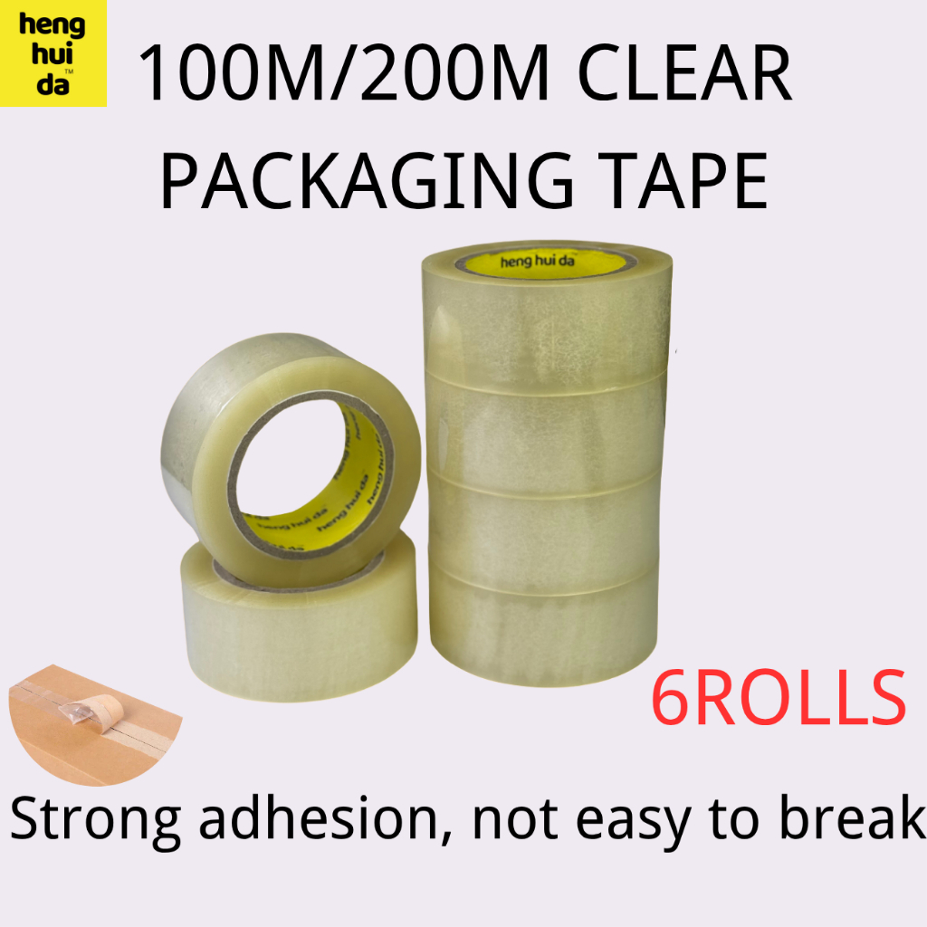6PCS Packaging Tape 100/200M big roll HENGHUIDA Tape Sealing tape 2Inch ...