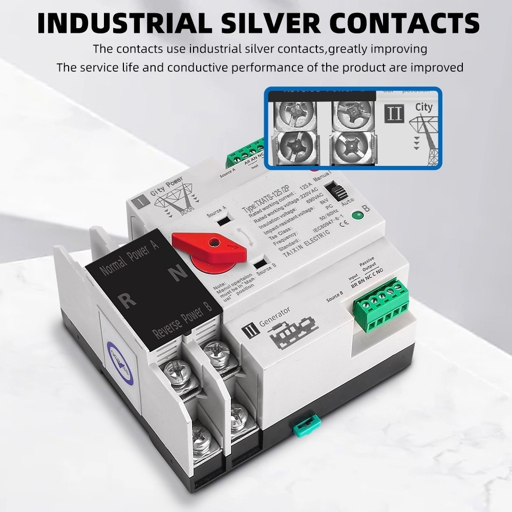 High Quality ATS 2P 63A 230V Micro Circuit Breaker Dual Power Automatic transfer switch Auto ...