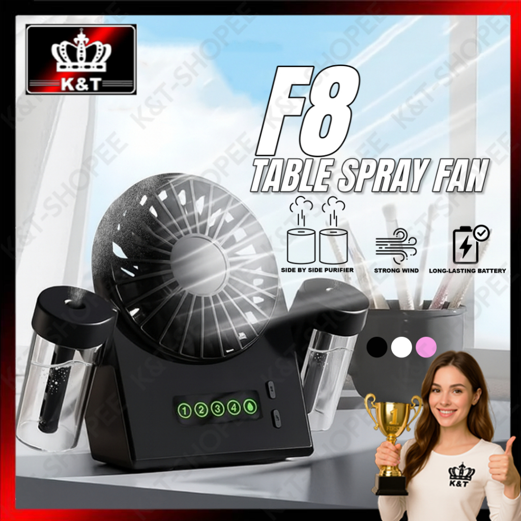 F8 Table Spray Fan Desktop Mini Fan Jet Air Humidifier Dual Nozzle ...