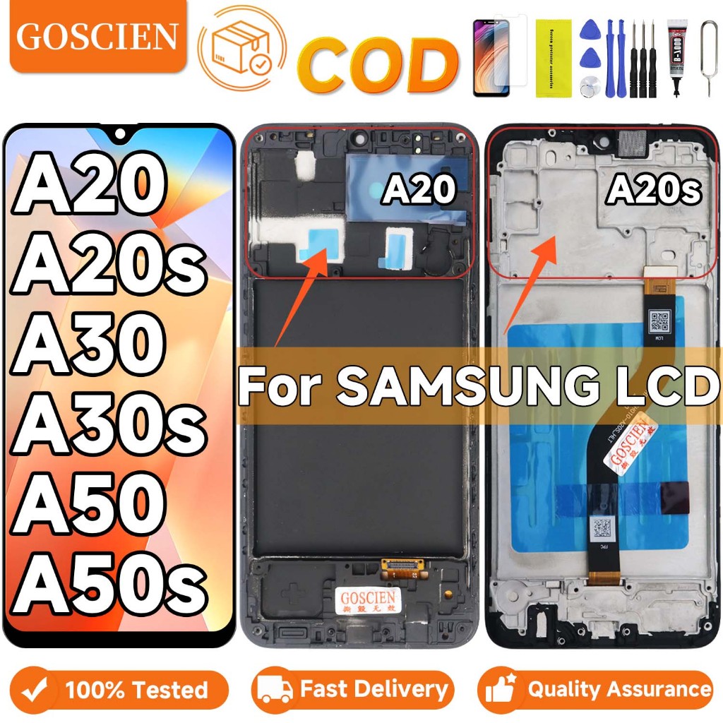 For Samsung Galaxy A20 A20S A30 A30S A50 A50S LCD Display Touch Screen Assembly Replacement ...