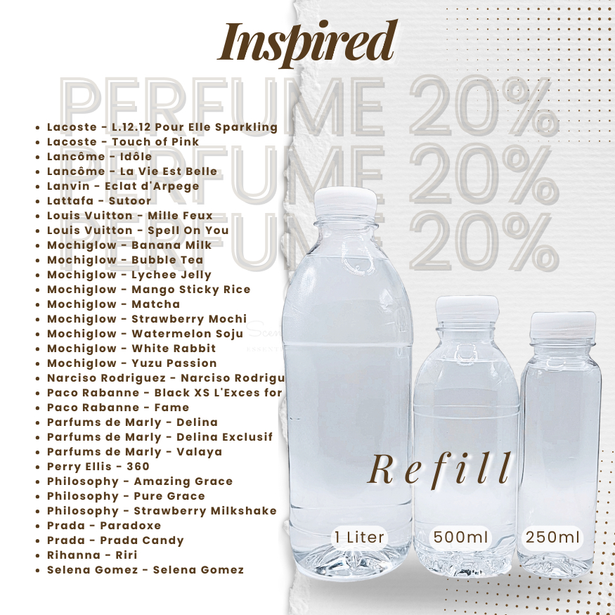Refill Inspired Perfume 20% Women L-S 250ml, 500ml & 1 Liter | Shopee ...