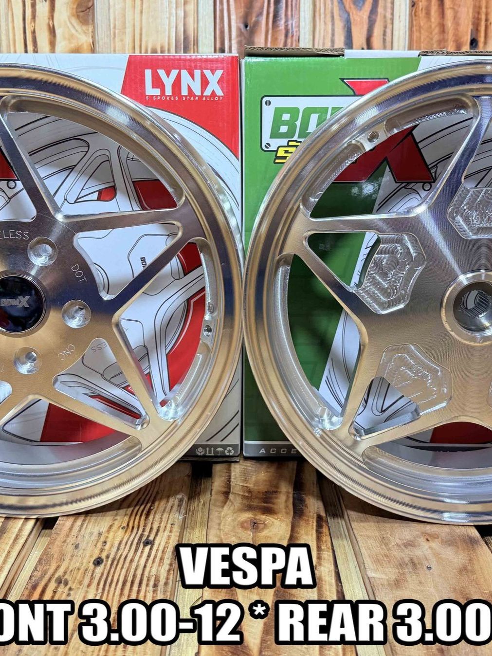 MIOLS1 BRAND NEW BOM X CNC MAGS LYNX (STAR) 12s 5 SPOKES VESPA 100% ...