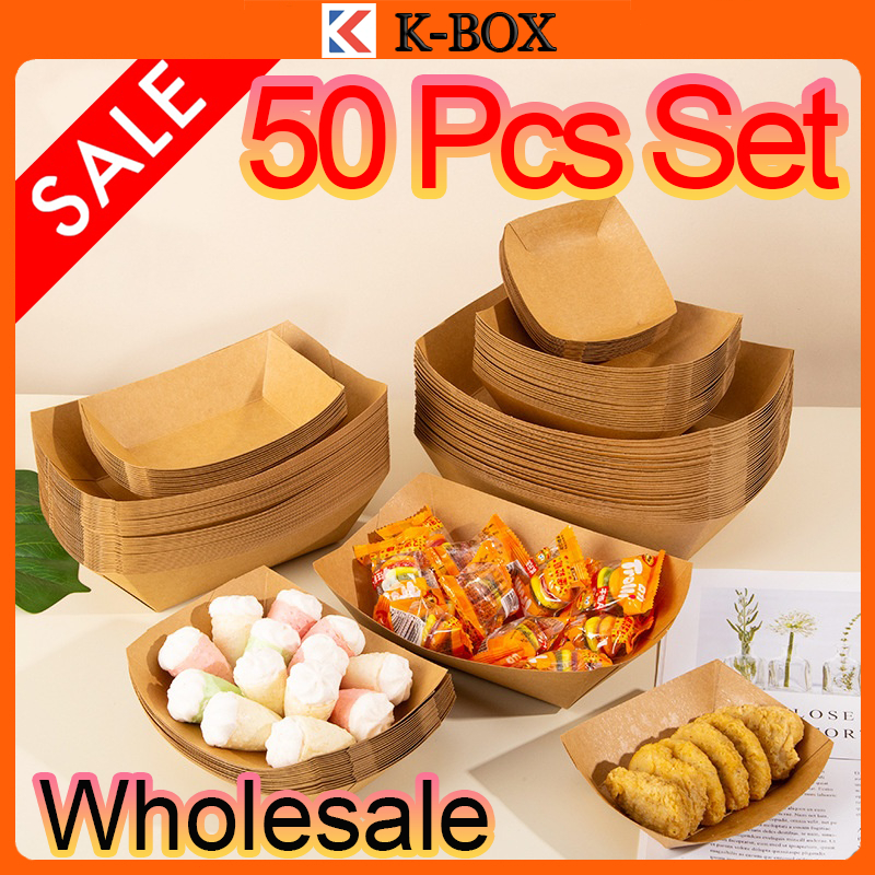 Wholesale Single-use kraft paper snack double compartment takeout box ...