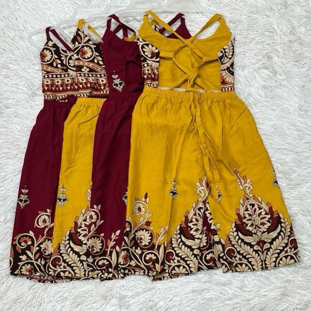 CHALLIS fashion design criss cross top and squarepants for kids age 2 ...