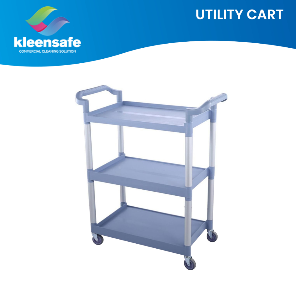 Kleensafe Utility Service Cart with wheels, 3 Tiers, Heavy Duty Food ...