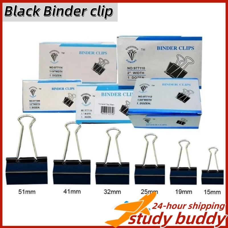 Binder Clip 15MM 19MM 25MM 32MM 41MM 50MM (12 Pieces) Office Supplies ...
