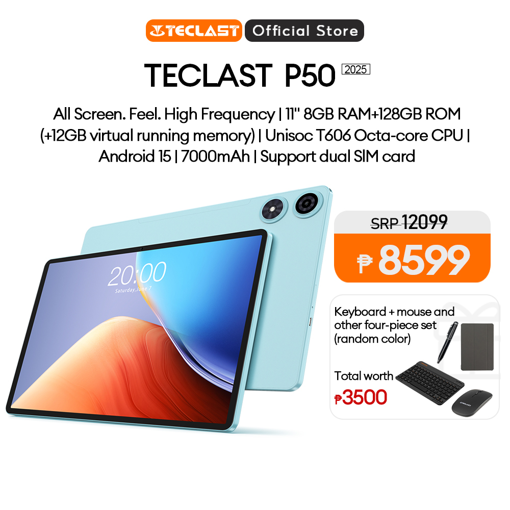 Teclast P50 25New 11" Android 15 Tablet 20GB(8+12) + 128GB Dual SIM ...