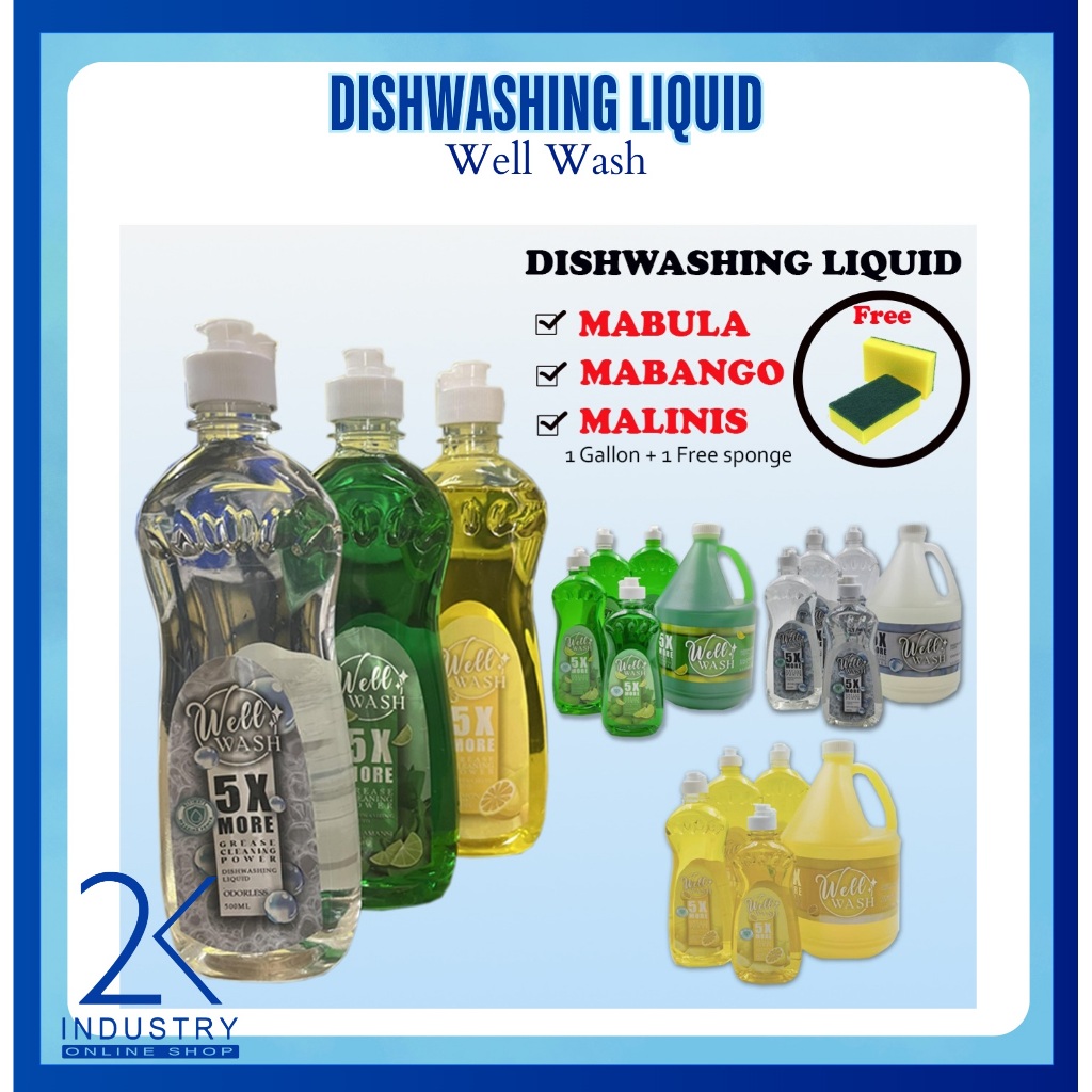 3.3L WELL WASH DISHWASHING LIQUID CALAMANSI / ODORLESS / LEMON 1Gallon ...