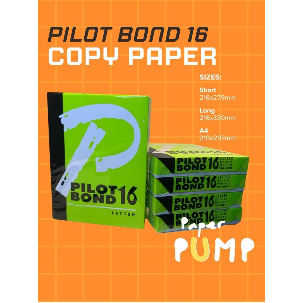 Paper Pump Pilot Bond 16 Bond Paper /500 sheets /Long, Short | Shopee ...