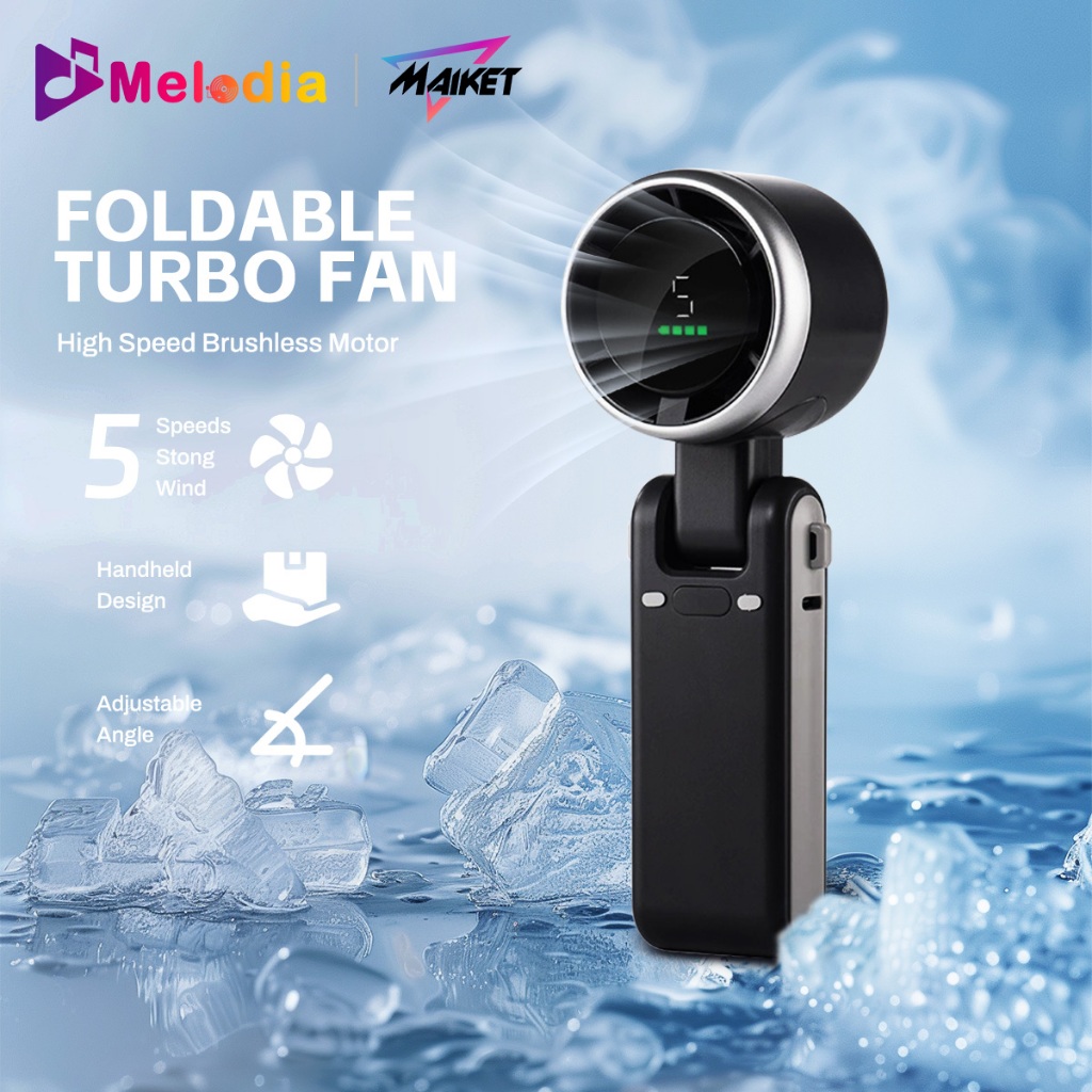 Portable Foldable Turbo Fan 5 Speeds Rechargeable 4000mAh Battery ...