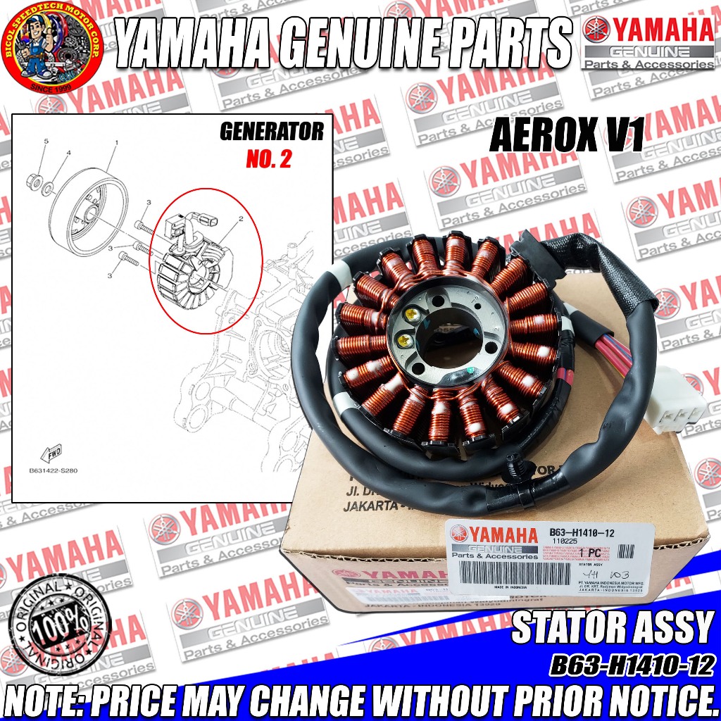 AEROX V1 STATOR ASSY YAMAHA GENUINE PARTS (Genuine: B63-H1410-10 / B63 ...
