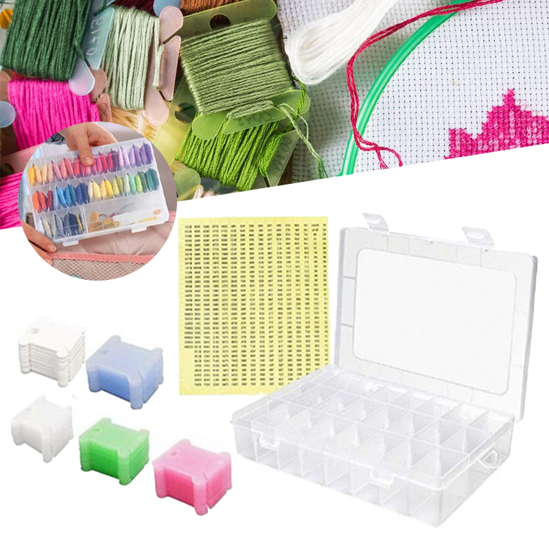 Embroidery Floss Organizer Box 24 Compartments with 150pcs 5 Color ...