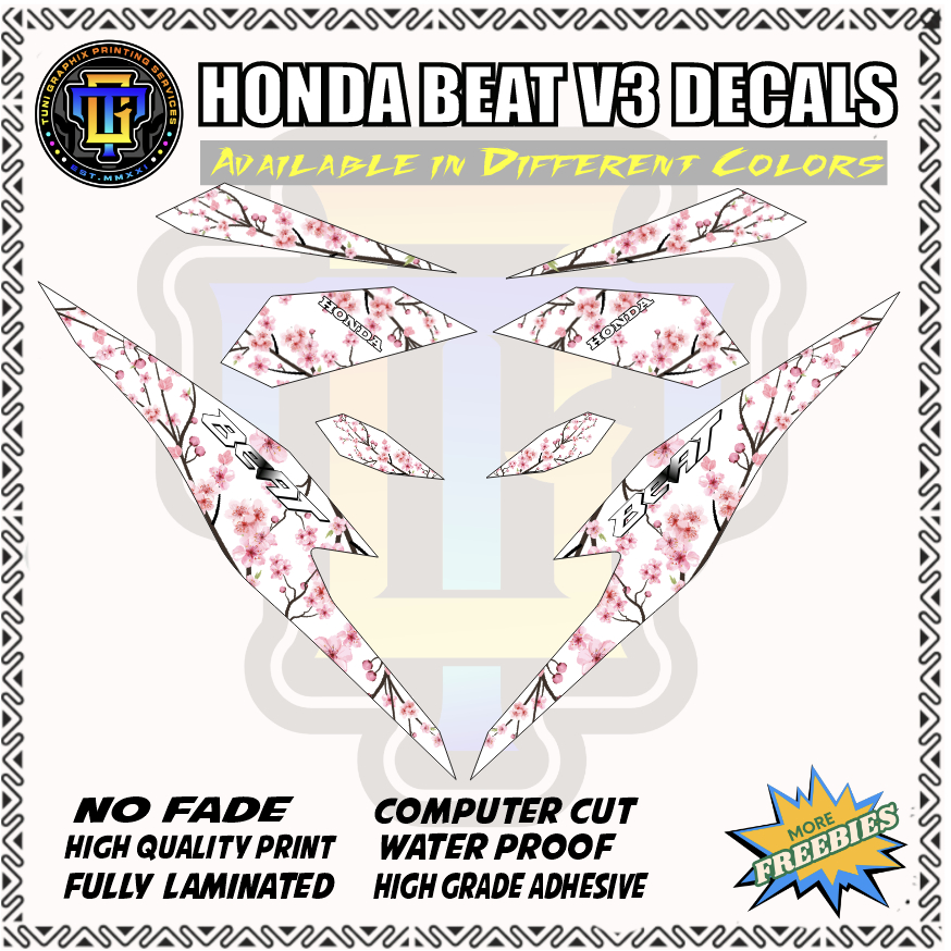 Honda Beat v3 New Sakura Decals Sticker - High Quality Print, Laminated ...