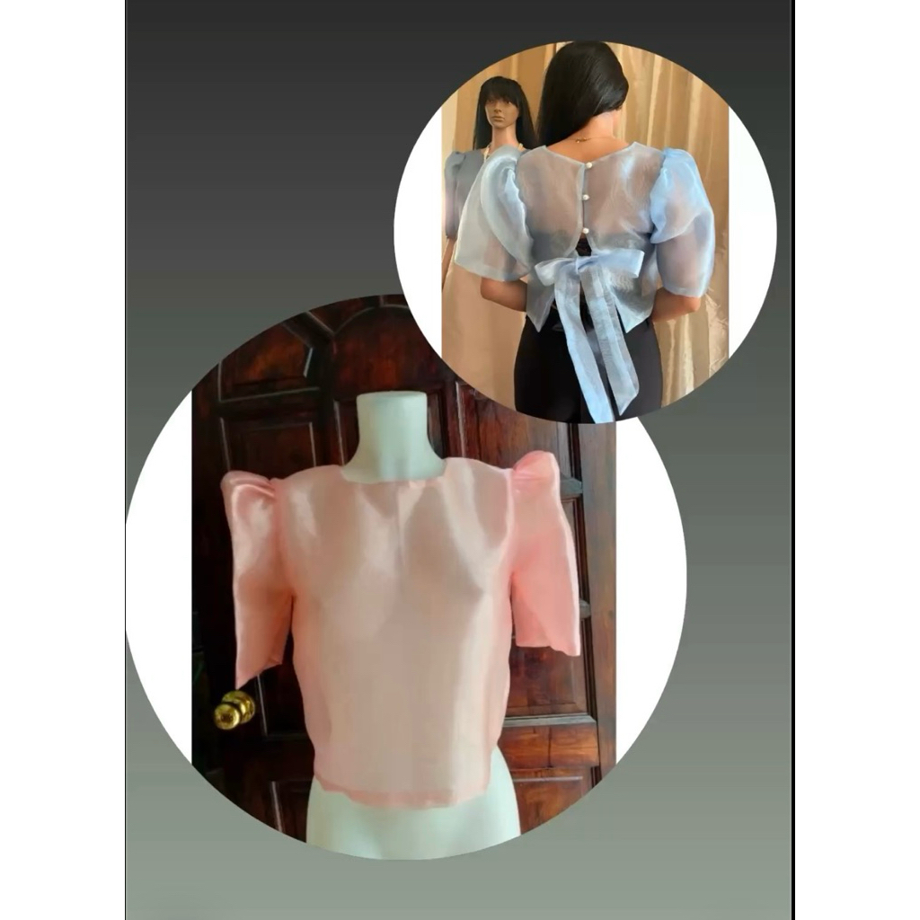 (4) Kimona croptop Small Sleeve button and ribbon back W/O pearl ...