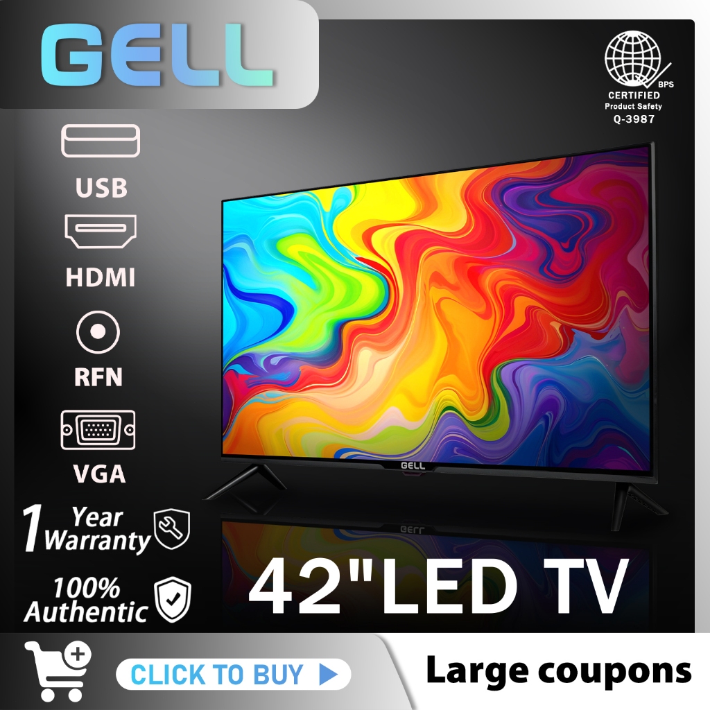 GELL 42 Inch SMART TV LED TV Full HD Television Ultra-Slim Flat Screen ...