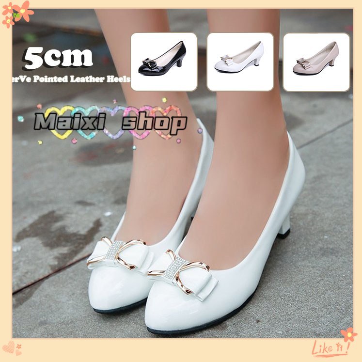 Maixi black Pointed Heels for Women Leather Work Wedding Office High ...