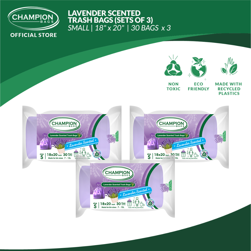 Champion - Small Lavender Scented Trash Bags Set of 3 x 30 pcs | Shopee ...