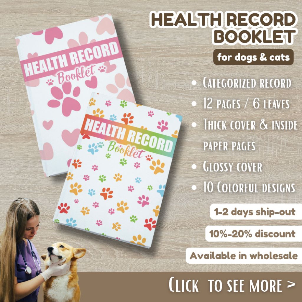 Dog & Cat Vaccination Record (Pet's Health Record Booklet / Vet Card ...