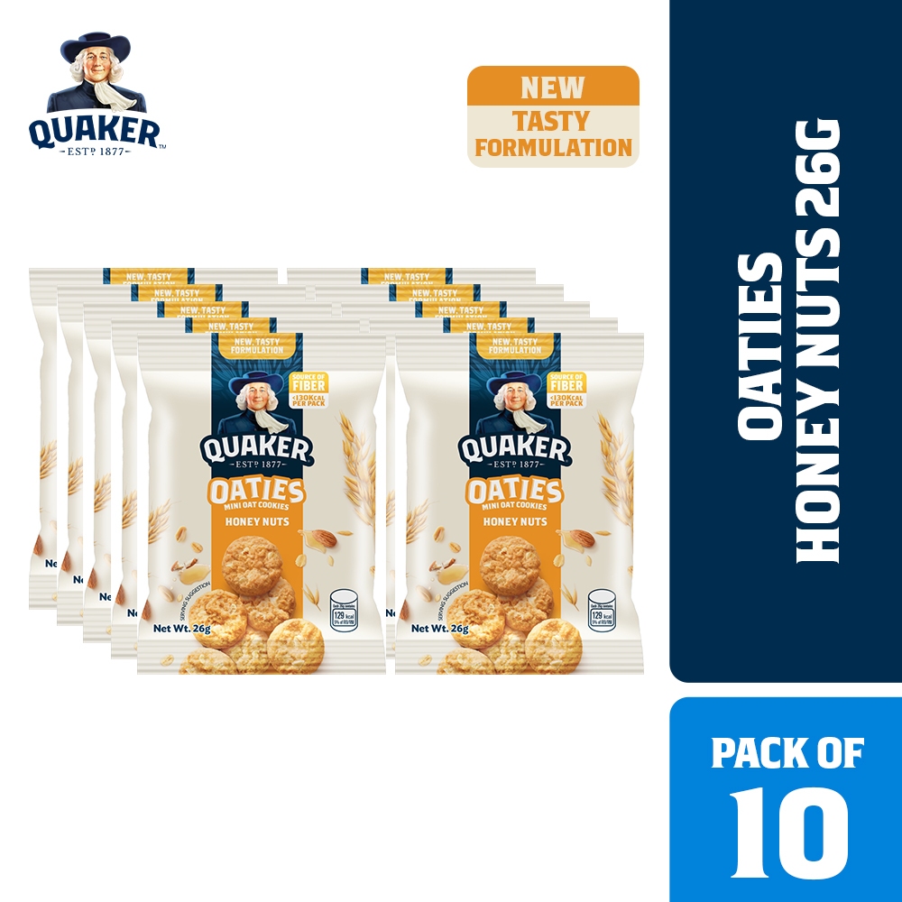 Quaker Oaties Mini Oat Cookies Honey Nuts 26g - Pack of 10 | Shopee ...