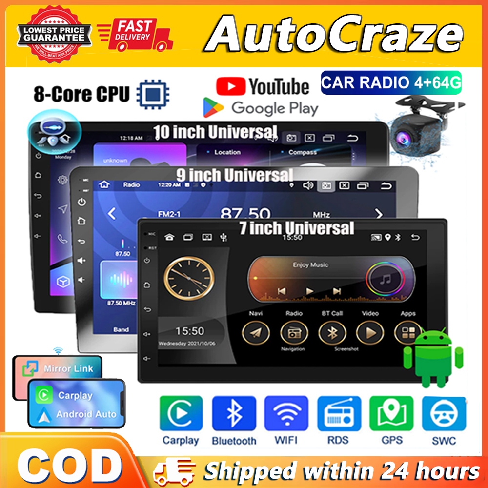 7"9"10" Inches 4+64GB Android Car Player 2 Din Screen Carplay&Android ...