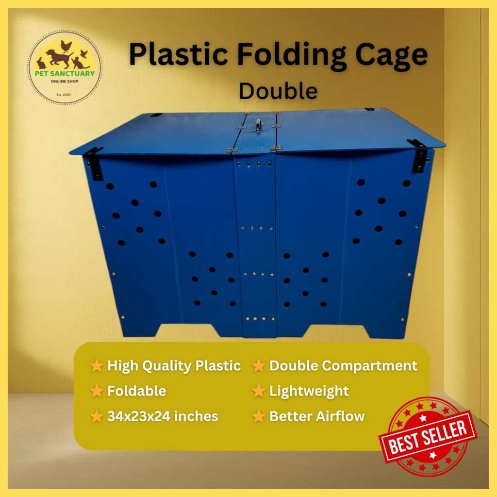 Plastic Folding Cage Double Blue/Red/ Derby box/ 2 Compartments/ Game ...