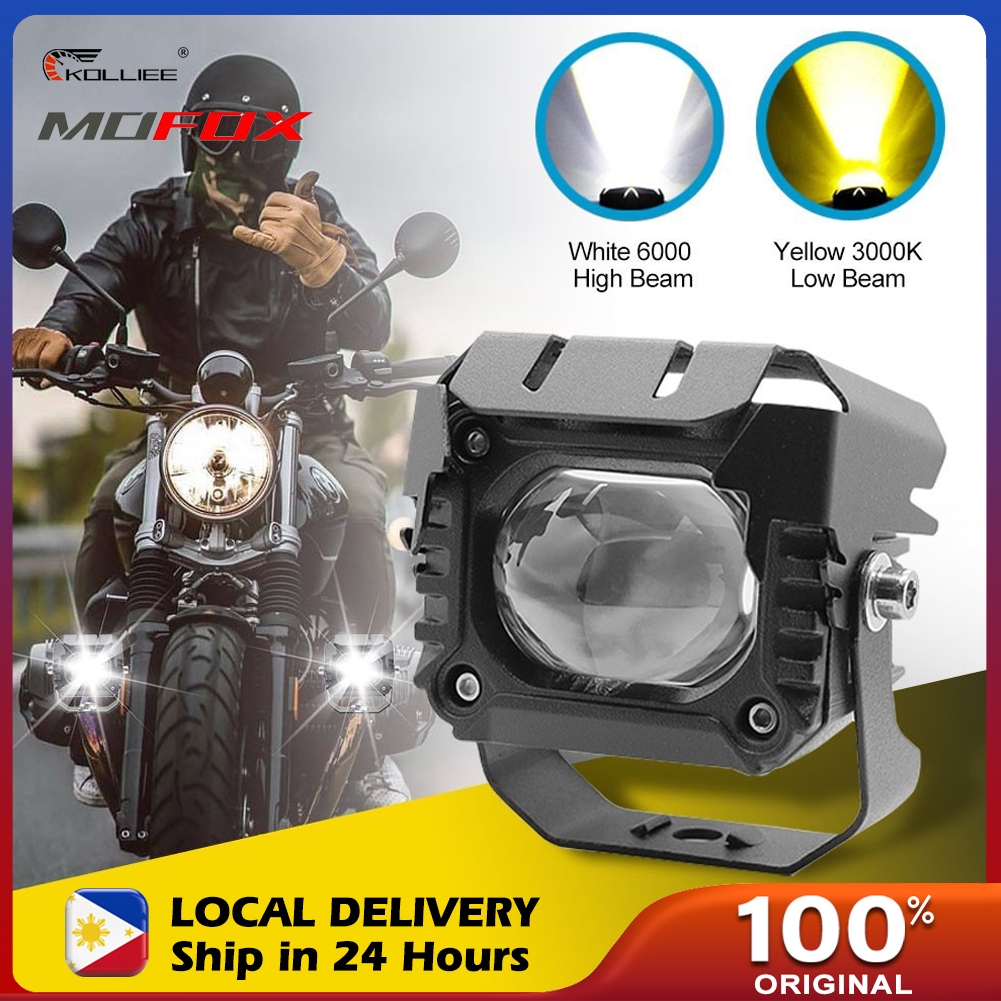MOFOX V7 Laser Gun Motorcycle Mini Driving Light Hi/Lo Dual Color ...