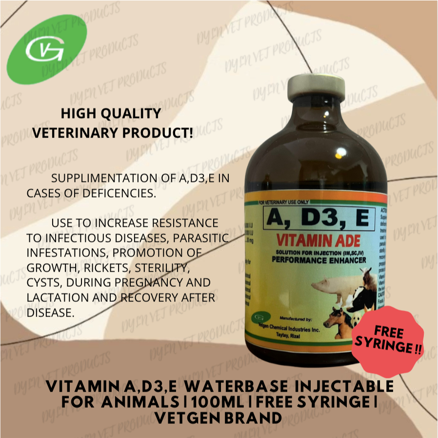 VITAMIN ADE WATER BASED FOR ALL ANIMALS | 100 ML | FREE SYRINGE ...