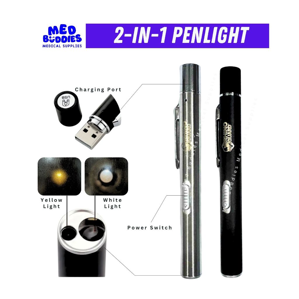 Rechargeable 2-in-1 Dual Medical Penlight | White Yellow LED Dual Light ...