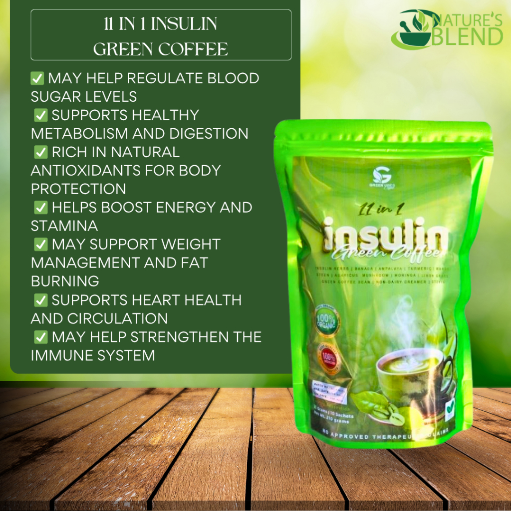 FREE GLASS CUP 11in1 Insulin Coffee by Green Vibes Organic mix with ...