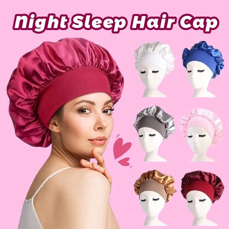 Women Silk Sleeping Hat Comfortable Hair Care Hat High Elasticity ...