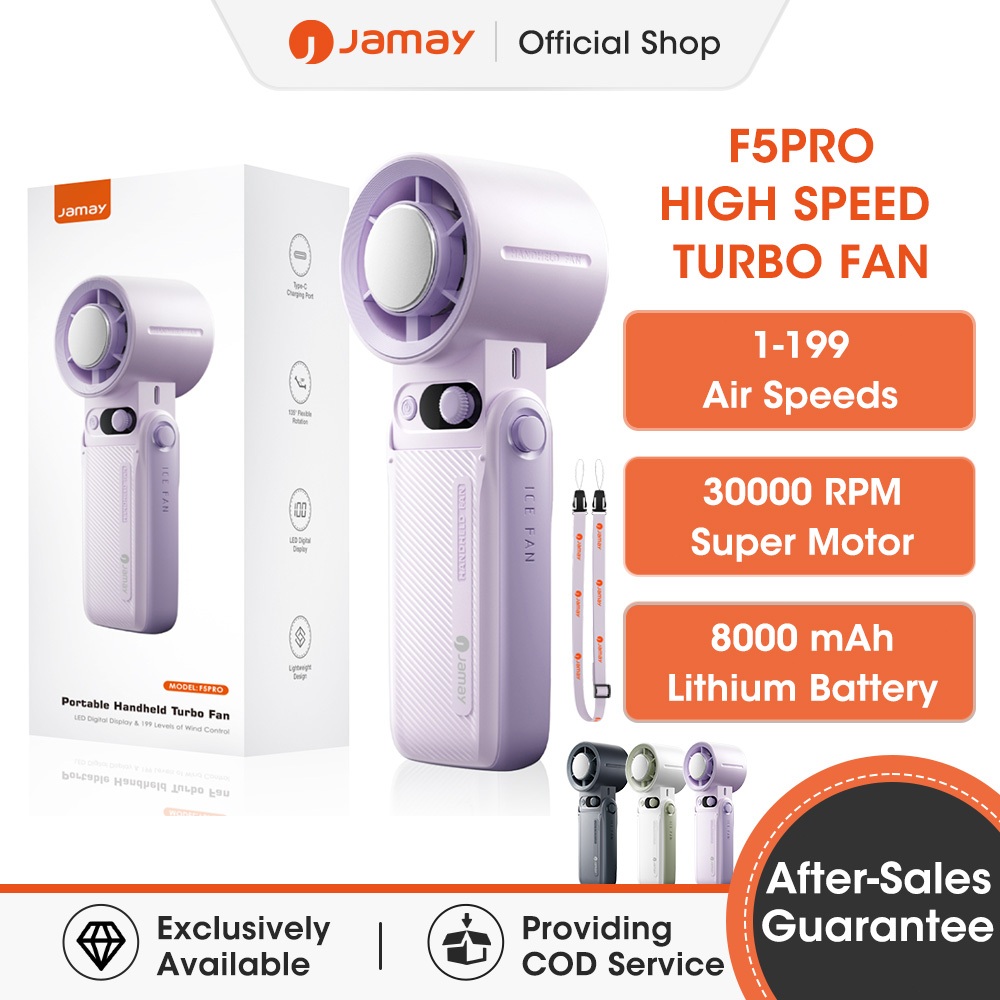 Jamay High-Speed Portable Turbo Fan 8000mAh 30Hours Handheld Cool Fan ...