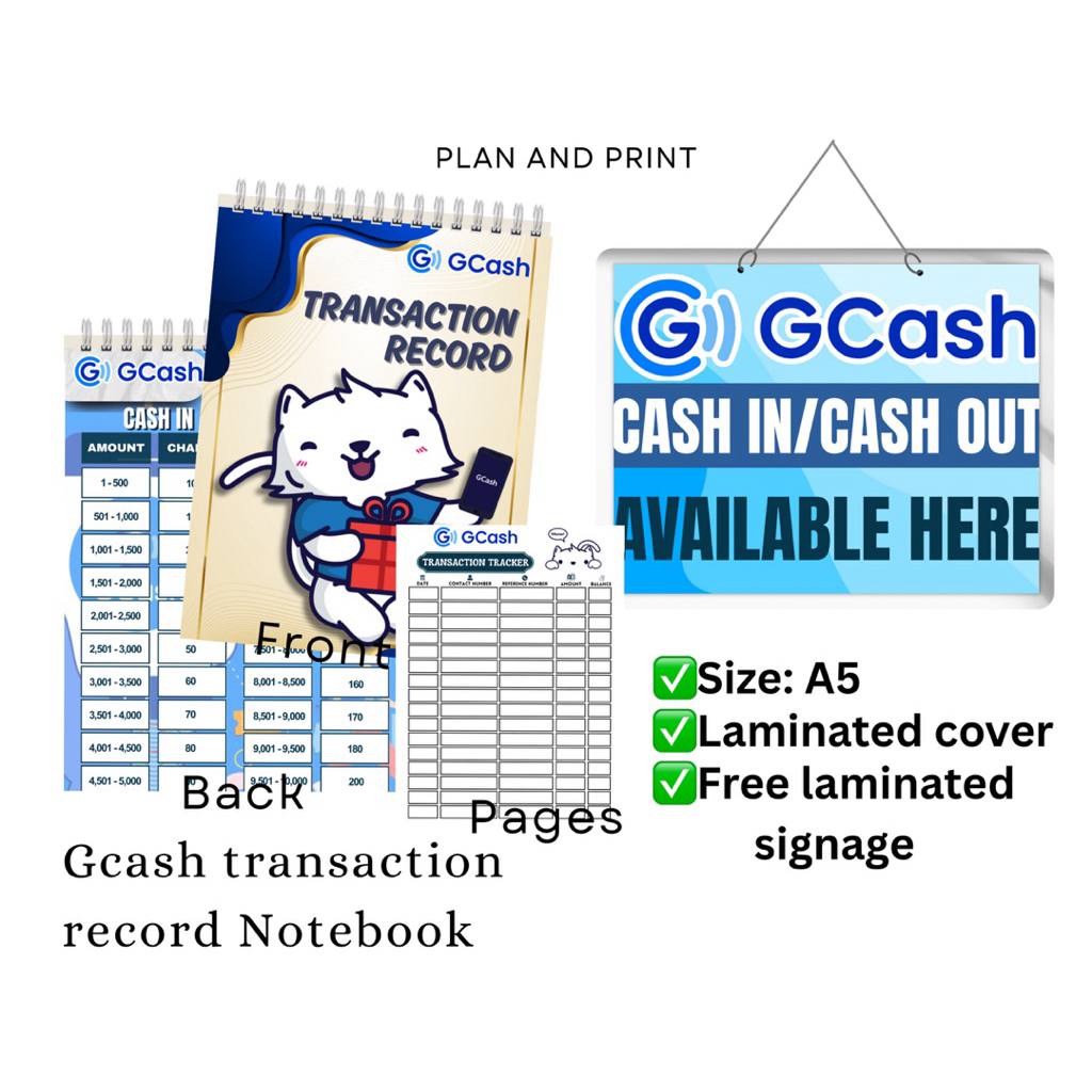 GCASH/PAYMAYA TRANSACTION RECORD BOOKLET LAMINATED WITH FREE SIGNAGE ...
