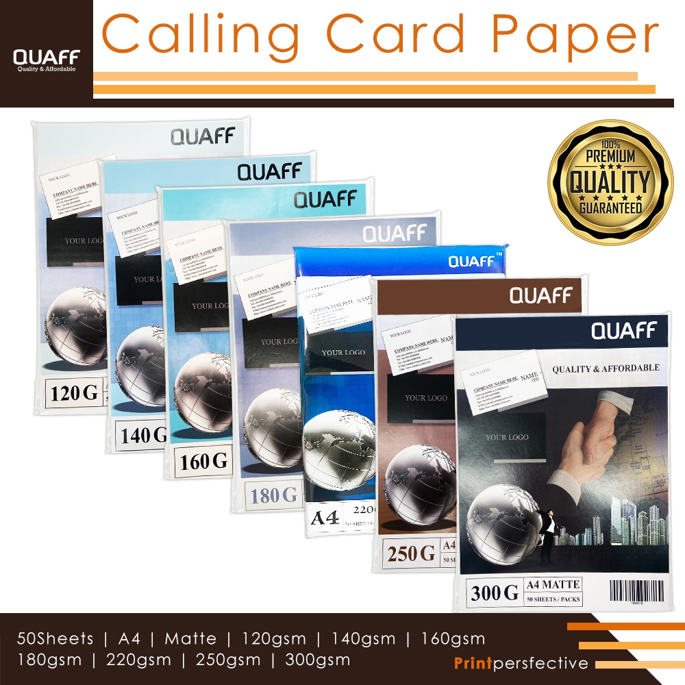50sheets Quaff Double Sided Matte Paper A4 Size Calling Card Paper ...