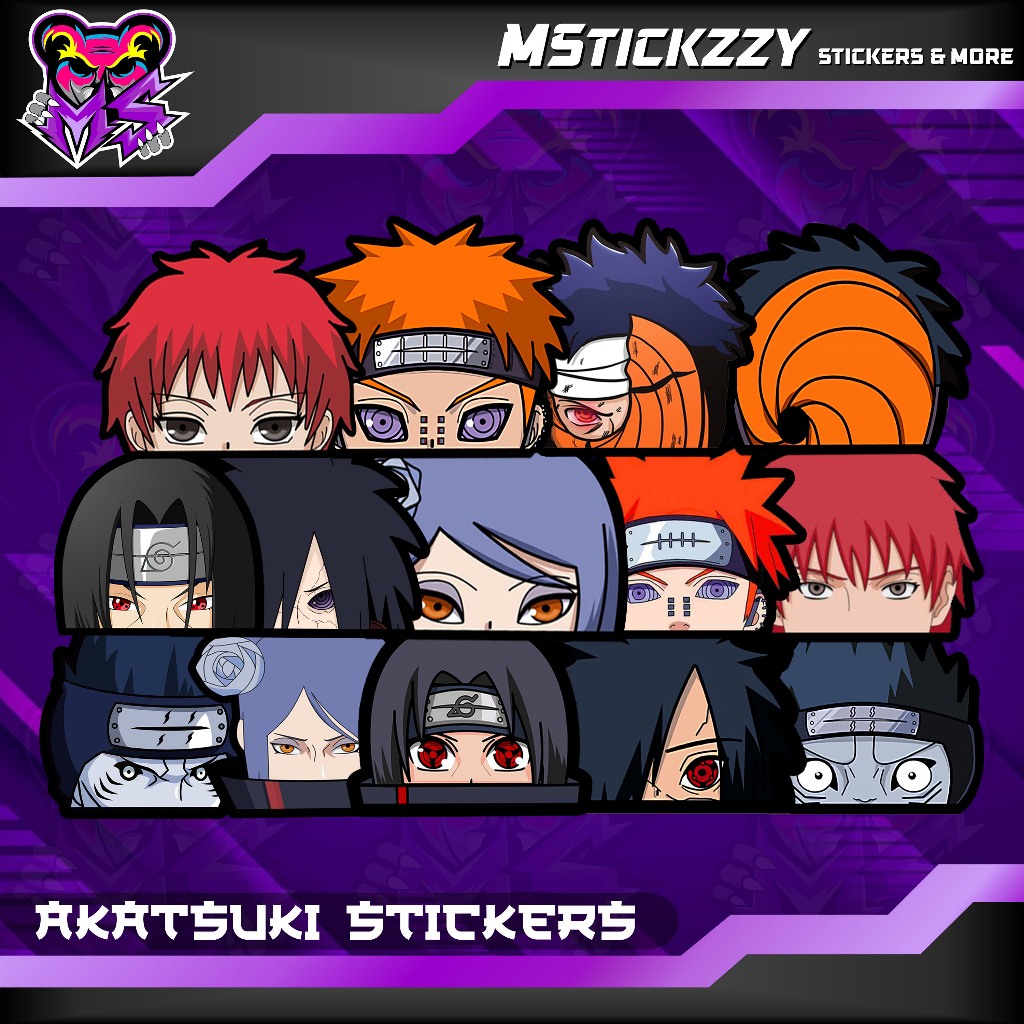 Akatsuki Stickers | Naruto Shippuden | Laminated Vinyl Peeker Sticker ...
