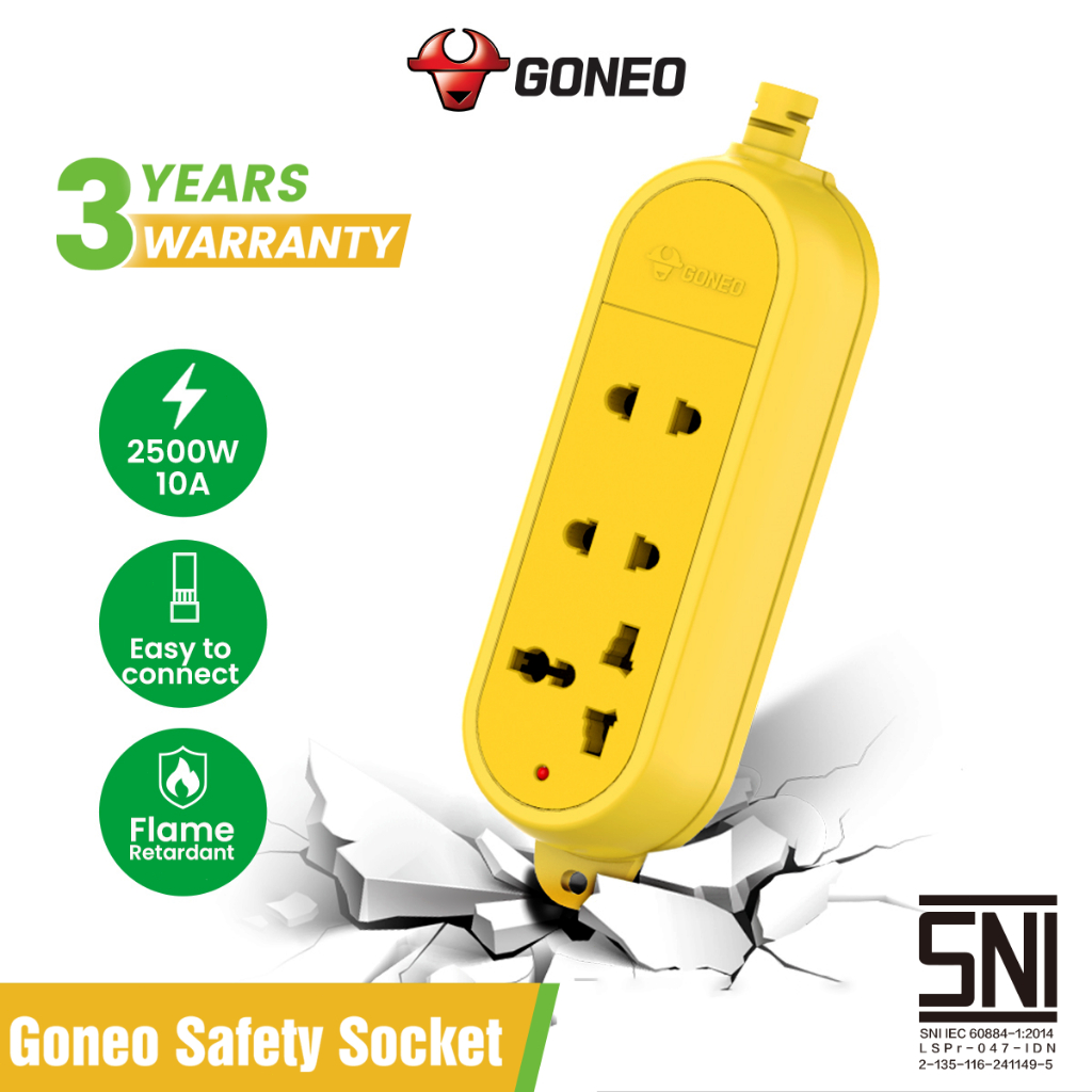 GONEO Unbreakable Heavy Duty Extension Outlet 3 or 4 Gang 220V-250V ...