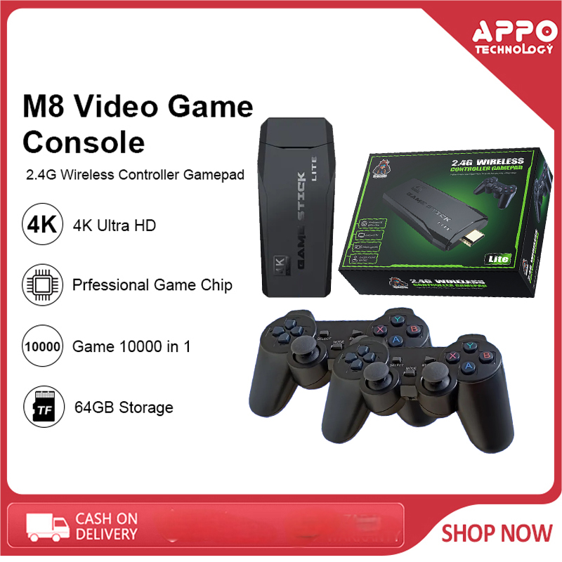 AP M8 wireless 2.4G HD double handle 64GB 10000 retro game home game ...